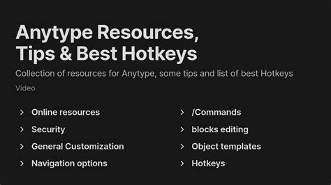 Anytype Resources Tips And Best Hotkeys Youtube