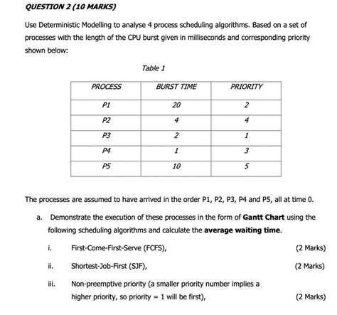 Solved QUESTION MARKS Use Deterministic Modelling To Chegg
