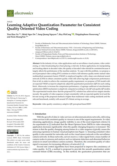 Pdf Learning Adaptive Quantization Parameter For Consistent Quality Oriented Video Coding