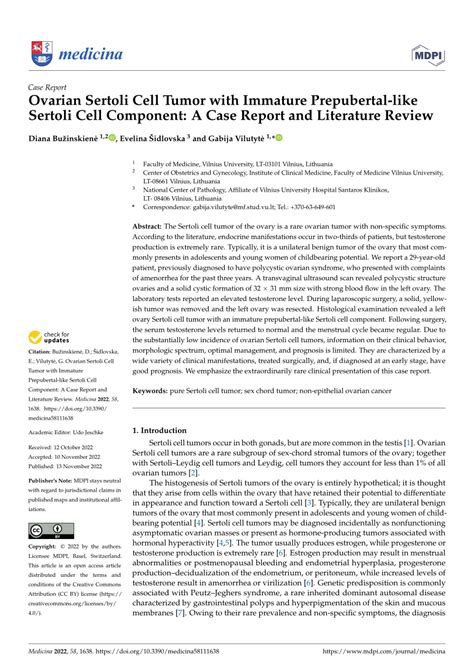 Pdf Ovarian Sertoli Cell Tumor With Immature Prepubertal Like Sertoli