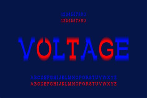 전압 문자 및 숫자 파란색과 빨간색 전기 생생한 글꼴 벡터 격리 영어 알파벳 0명에 대한 스톡 벡터 아트 및 기타 이미지 0명 개체 그룹 길거리 스타일 Istock