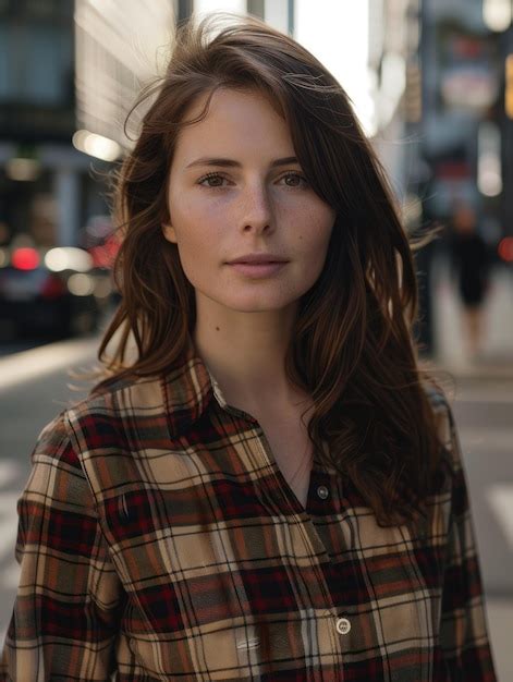 Premium Photo Woman With A Plaid Shirt