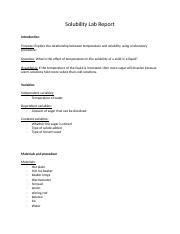 Solubility Lab Report Docx Solubility Lab Report Introduction Purpose Explore The