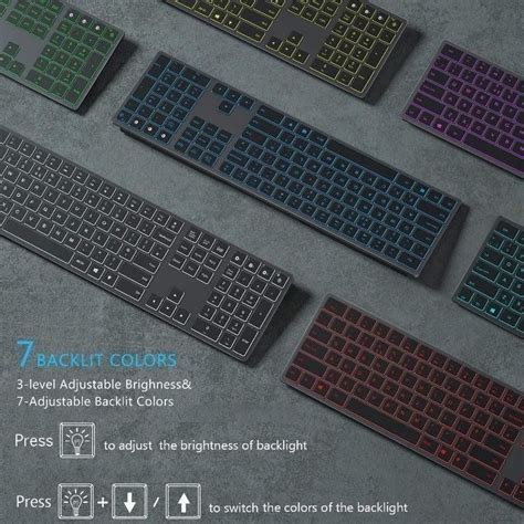 Jelly Comb IWG ZXBT Bluetooth Backlit Keyboard Multi Devices Wireless Rechargeable Keyboard