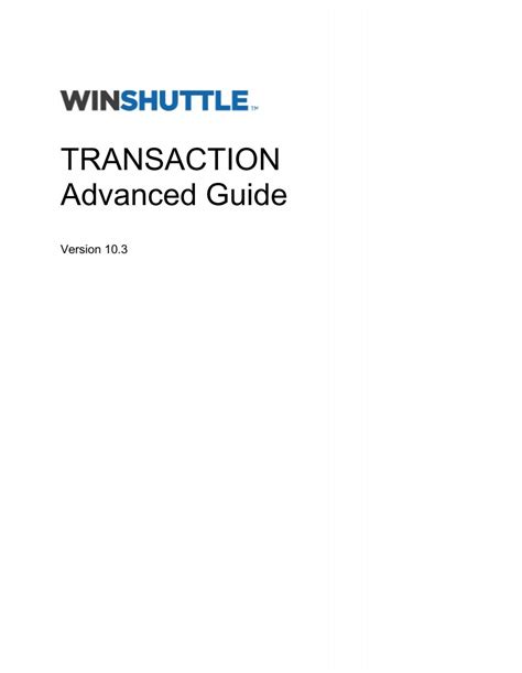 Transaction Advanced Guide Winshuttle