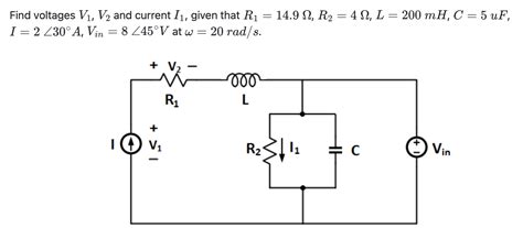 solved find voltages v1 v2 ﻿and current i1 ﻿given that