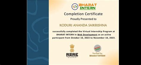 Ananda Saikrishna Koduri On Linkedin Bharatintern Intern Webdevelopment