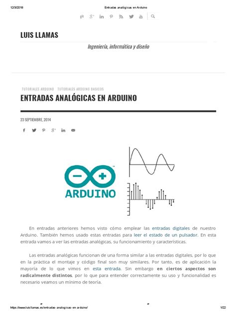 Entradas Analógicas En Arduino Pdf Señal Analoga Arduino