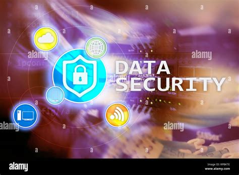 Data Security Cyber Crime Prevention Digital Information Protection Lock Icons And Server
