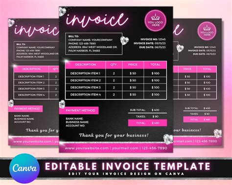 Beauty Business Invoice DIY Invoice Template Design Sales Invoice Template Receipt Template