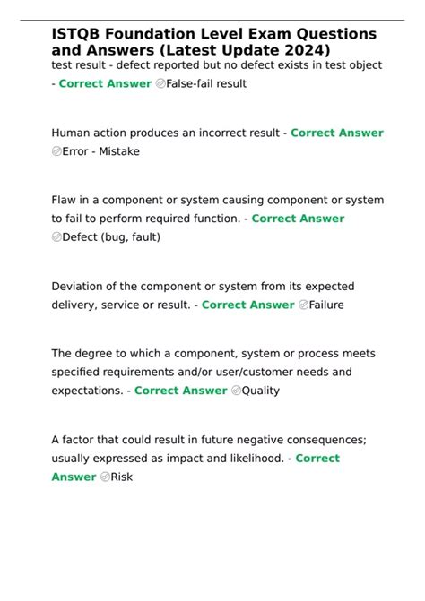 Istqb Foundation Level Exam Questions And Answers Latest Update 2024