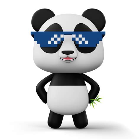 Cute Panda Character With Bamboo 3d Rendering 26798549 Png