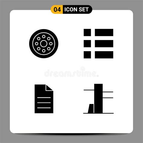 Pack Of 4 Modern Solid Glyphs Signs And Symbols For Web Print Media Such As Accessories Data
