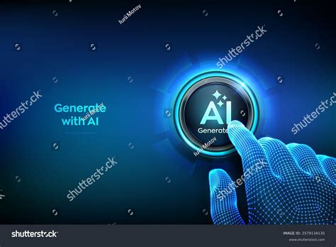 Generate Ai Button Artificial Intelligence Machine Stock Vector