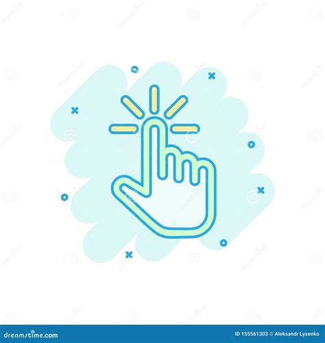Click Mouse Icon In Comic Style Pointer Vector Cartoon Illustration On