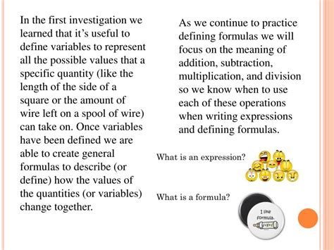 Ppt Using Variables To Represent Co Varying Quantities And Define Formulas Powerpoint