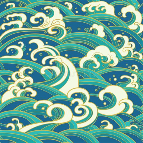 Seamless Pattern With Water Waves And Splashes Stock Vector