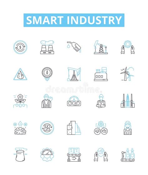 Smart Industry Vector Line Icons Set Industry 40 Digitalization Ai Automation Iot Big Data