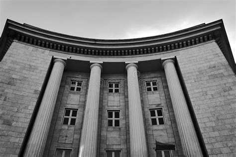 Facade Of A Historic Classicist Edifice With Columns In The City Of