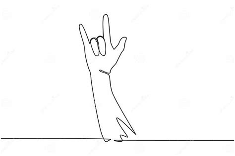 Continuous One Line Drawing Rock On Gesture Symbol Heavy Metal Or Resistance Hand Gesture