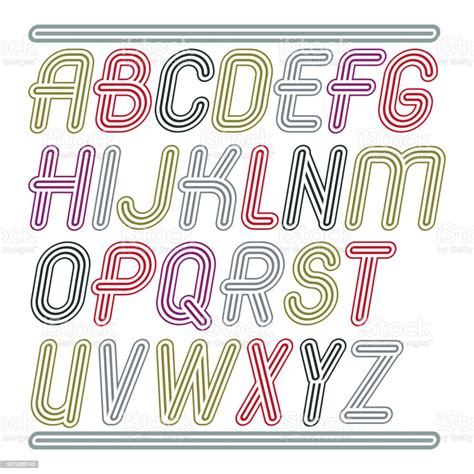 고립 된 유행 현대 벡터 자본 알파벳 문자의 집합입니다 비즈니스 포스터 디자인 요소로 사용 하기 위해 디스코 필기체 폰트입니다