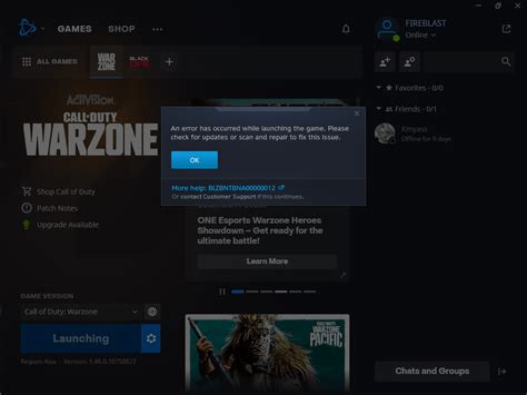Warzone Error Blzbntbna00000012 Asia Region Rcodwarzone