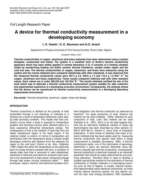 A Device For Thermal Conductivity Measurement In A Pdf Electrical