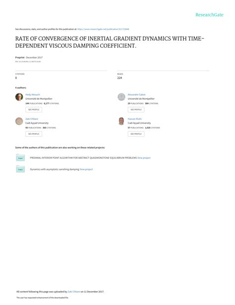 Pdf Rate Of Convergence Of Inertial Gradient Dynamics With Time Dependent Viscous Damping