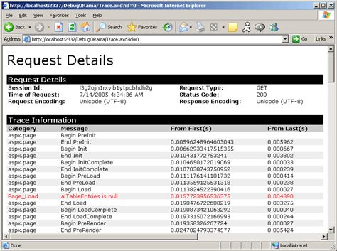 Application Tracing ASP NET