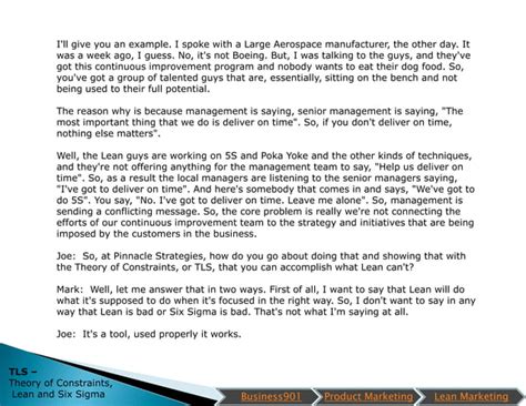 Tls Theory Of Cosntraints And Lean Six Sigma Pdf Business