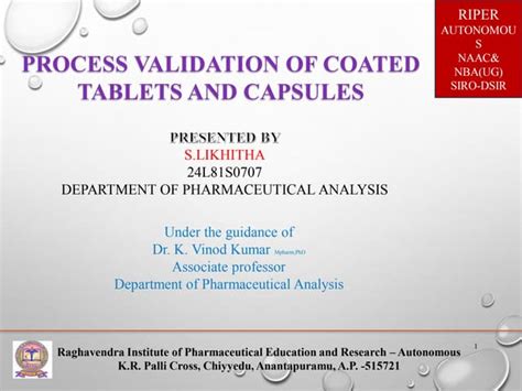 Process Validation Of Coated Tablets And Capsules Pdf