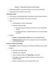 Chapter 7 Membrane Structure And Function Chapter 7 Membrane Structure And Function Selective