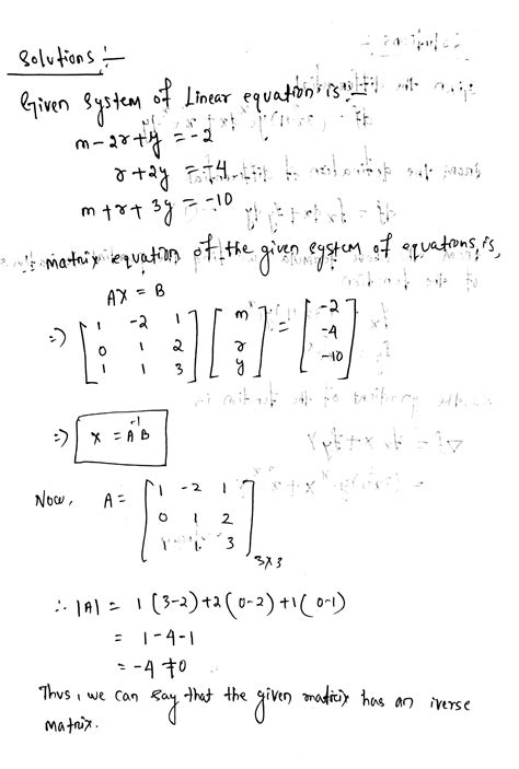 Solved Write Out The Matrix Equation For This Given System Of