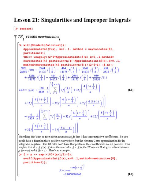 Lesson21 Singularities And Improper Integrals Pdf Integral