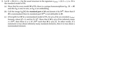 Solved 2 Let N N 0 S Be The Usual Structure In The Chegg Com