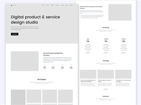 Wireframe for new agency template Diseño de sitios web Diseño de paginas web Diseño ux ui