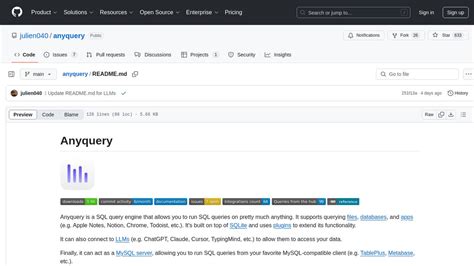 Github Anyquery Features Alternatives Toolerific