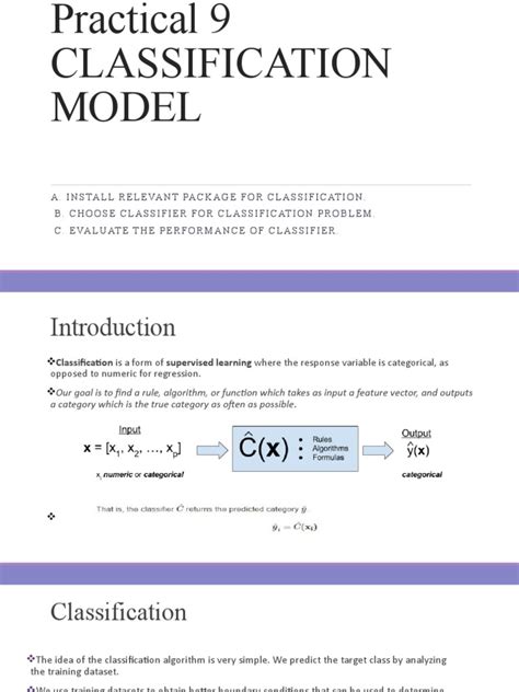 a install relevant package for classification b choose classifier for classification problem