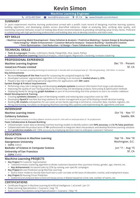 How To Write A Machine Learning Resume 2023 Guide With 10 Examples
