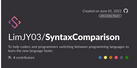 Github Limjy Syntaxcomparison To Help Coders And Programmers Switching Between Programming