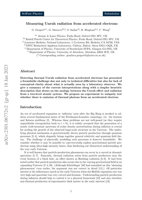 Pdf Measuring Unruh Radiation From Accelerated Electrons