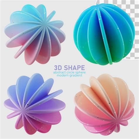 Premium Psd A Set Of 3d Abstract Shapes Circle Sphere With Colorful Candy Modern Gradient Plastic