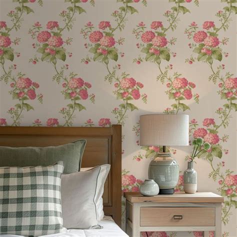 Fandp Interiors Heidi Wallpaper Coral Designer Floral Wallpaper