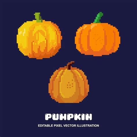 Premium Vector Pixel Pumpkin Set Icon Vector Illustration For Video