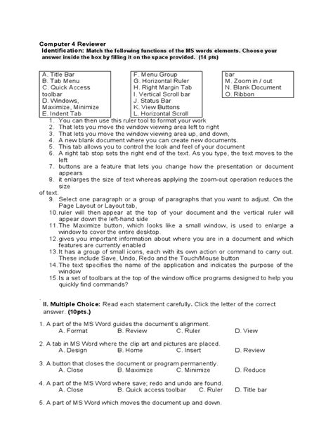 Computer 4 Reviewer Pdf Microsoft Word Window Computing