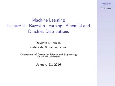 Ppt Machine Learning Lecture 2 Bayesian Learning Binomial And Powerpoint Presentation