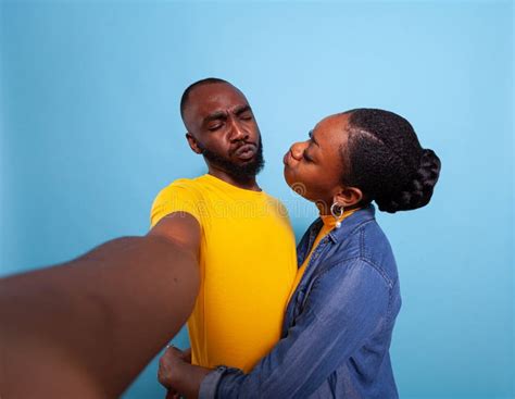 People In Love Doing Kissy Face At Each Other And Taking Pictures Stock Image Image Of Sweet