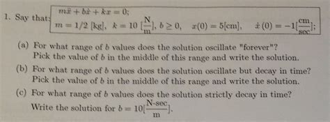 Solved For What Range Of B Values Does The Solution Chegg Com