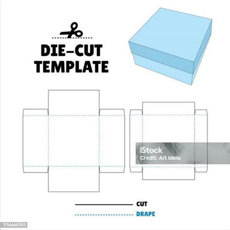 플립 뚜껑 포장이 있는 상자는 다이 컷 템플릿 디자인입니다 3d 모형 다이 컷 포장 상자 템플릿 디자인 템플릿 토트백 봉투 선물 상자 선물 0명에 대한 스톡 벡터 아트 및