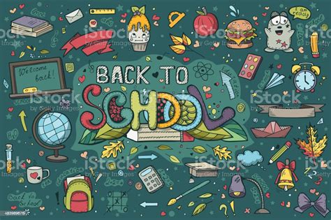 Large Set Of Handdrawn Doodles Back To School Stock Illustration